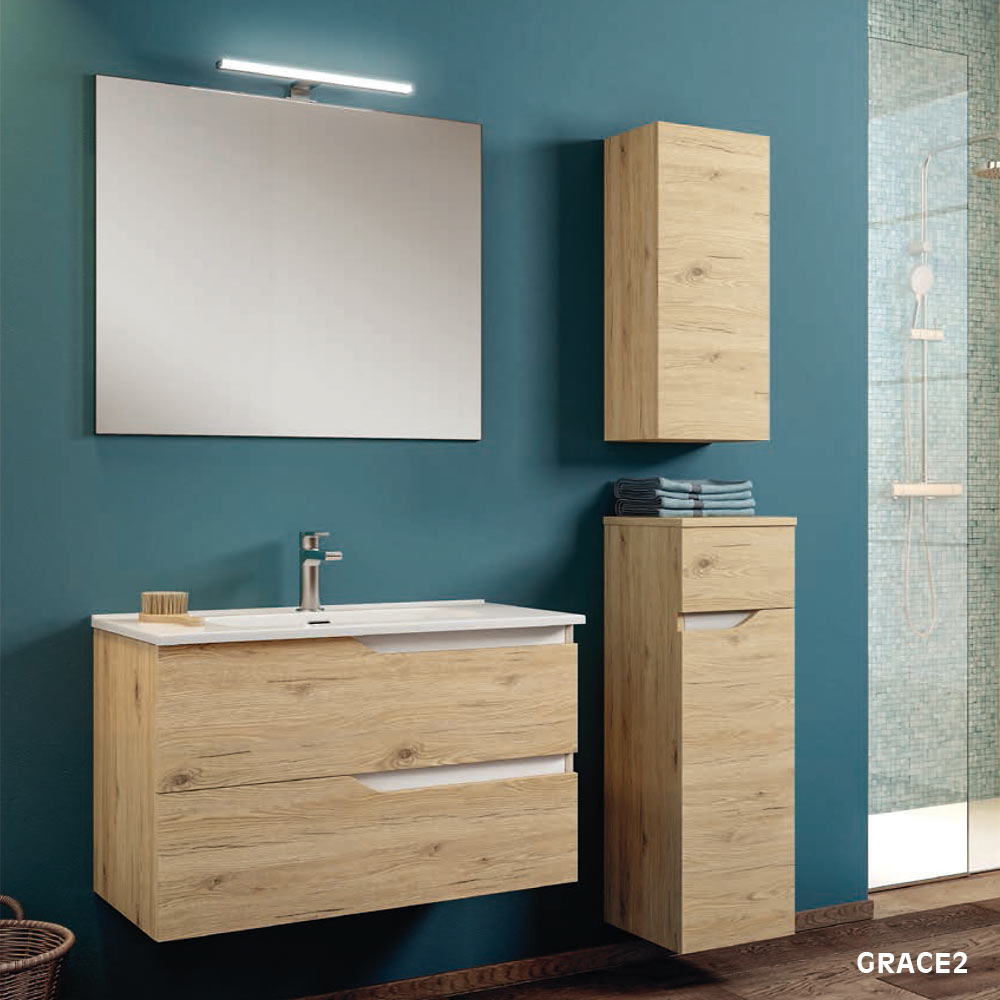 Mobile bagno sospeso da 100 Grace cassetti e specchio Grace2 Mobile bagno sospeso da 100 Grace cassetti e specchio Grace2
